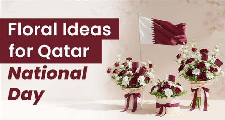Flower Ideas For Qatar National Day | White & Maroon Blooms